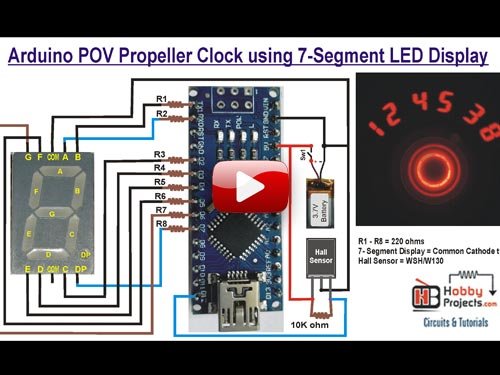 Arduino Pov Propeller Clock Using 7 Segment Led Display